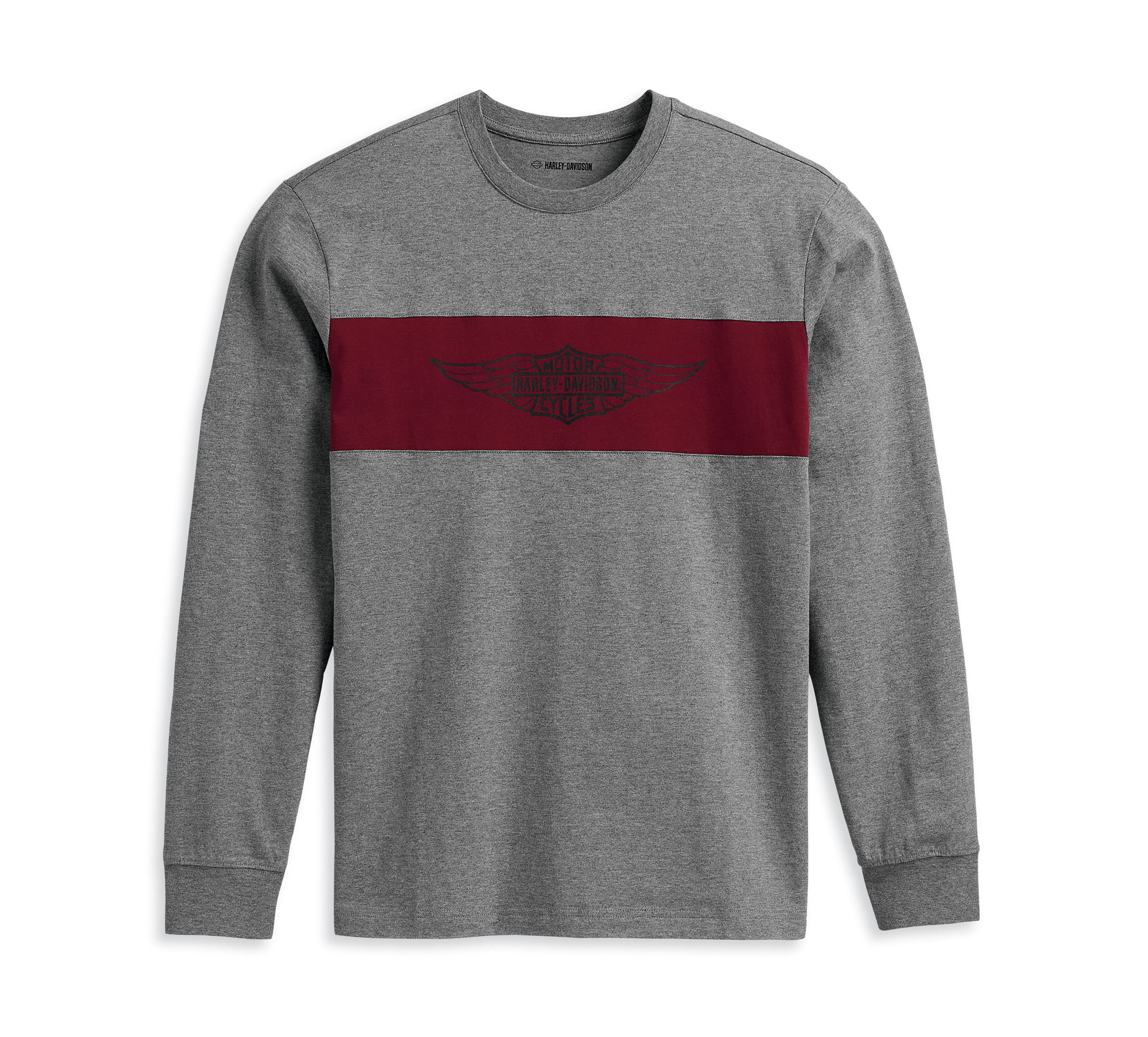 Men's Winged Bar & Shield Tee - Colorblocked - Heather Grey | Harley-Davidson USA