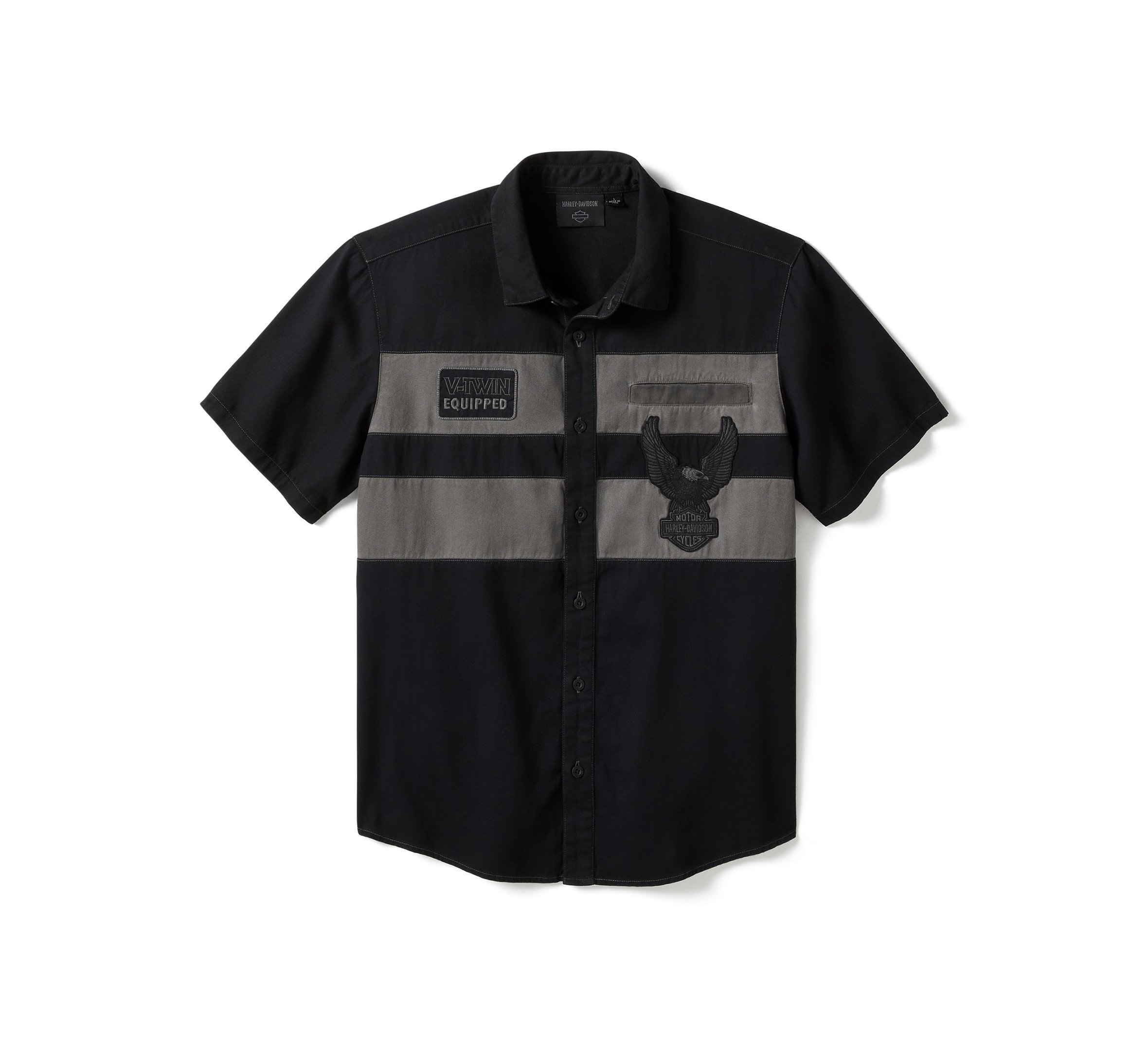 Men's Iron Bond II Short Sleeve Shirt - Colorblock - Harley Black & Asphalt | Harley-Davidson KR