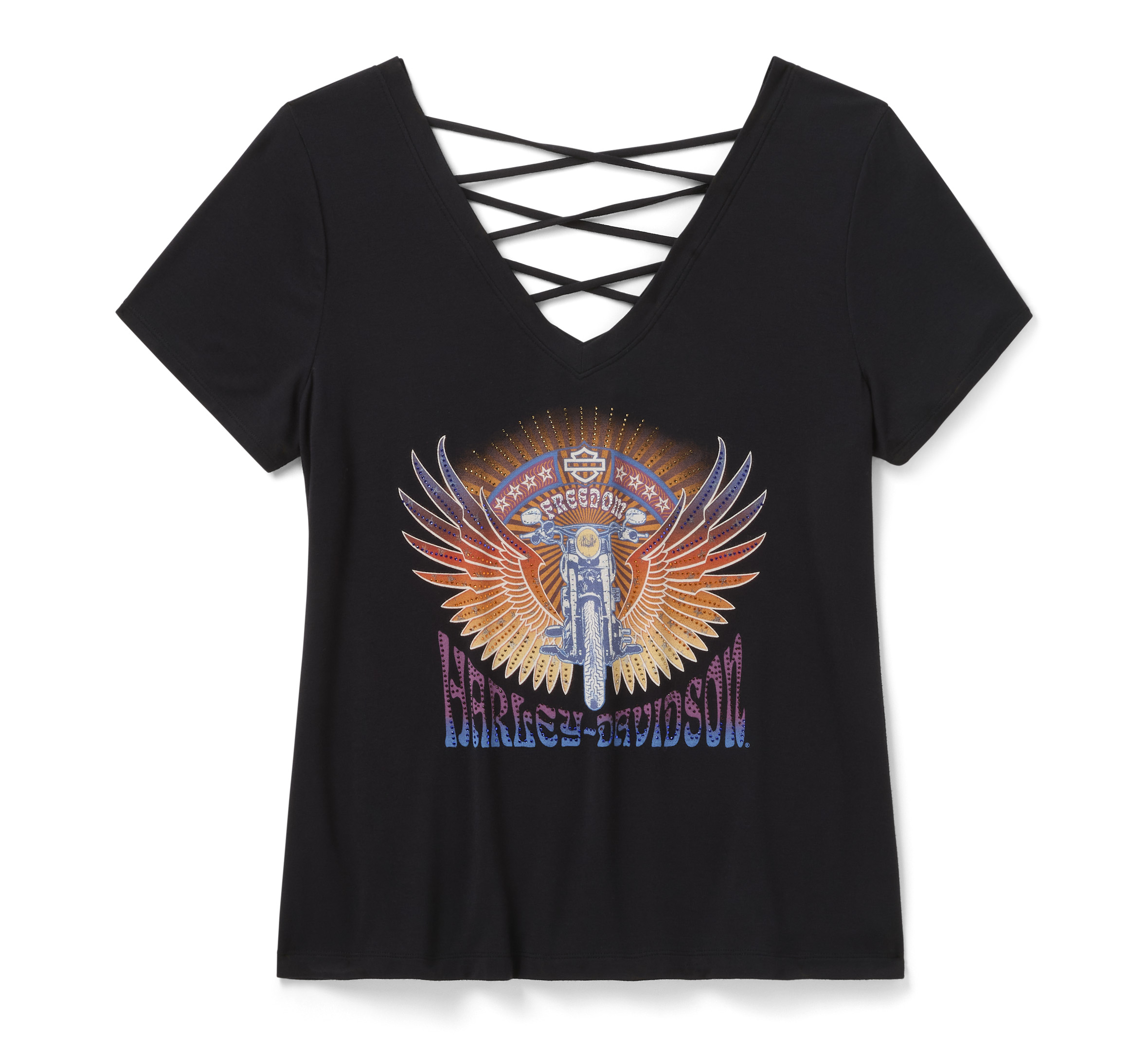 Women's Bling Sunset Ride Short Sleeve Laced Back Tee | Harley-Davidson USA