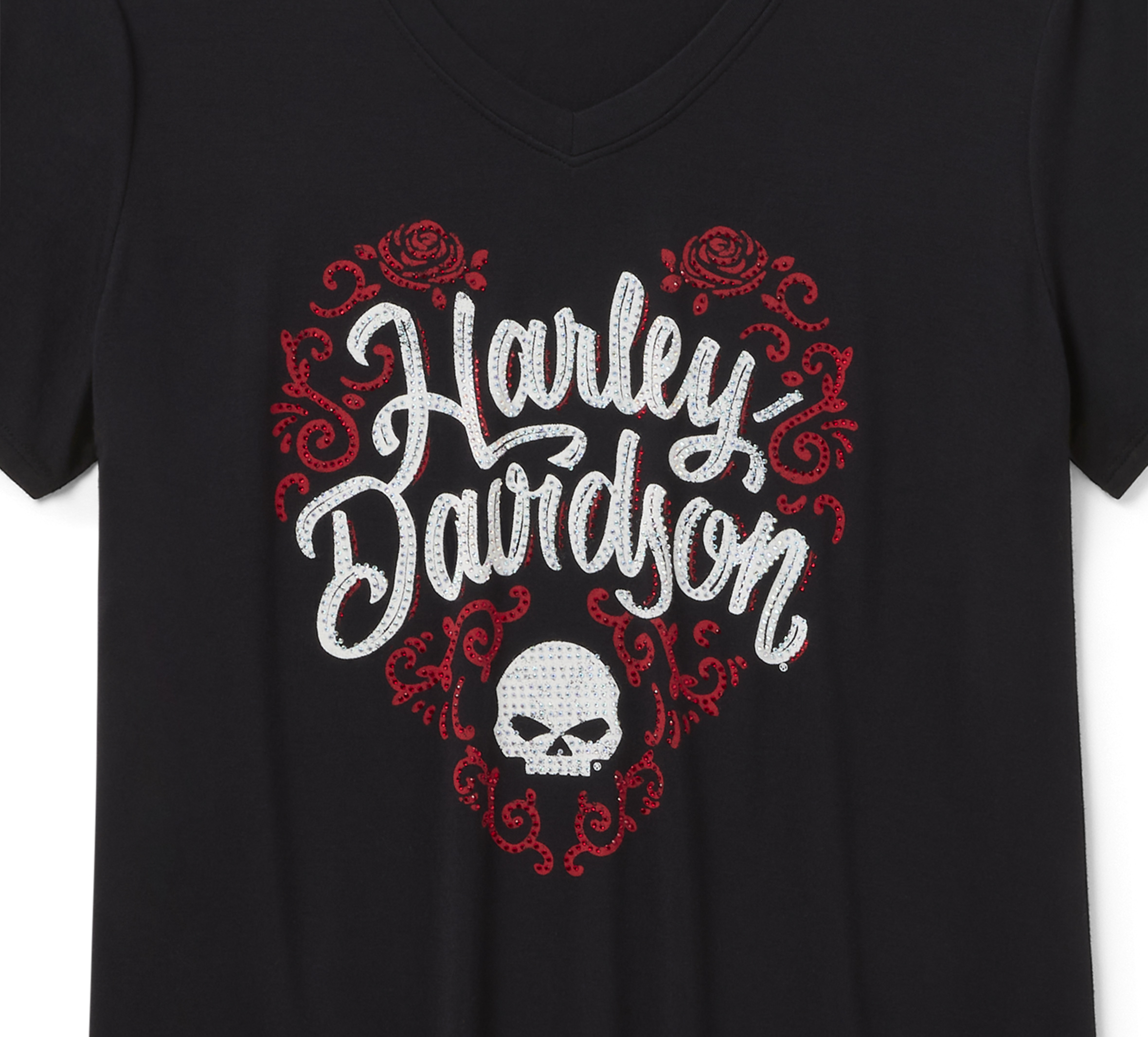 Bling H-D Roses Short Sleeve V Neck Tee für Damen | Harley-Davidson DE